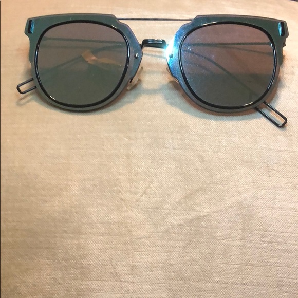 Accessories | Unique Blue Reflective Lens And Black Sunglasses | Poshmark